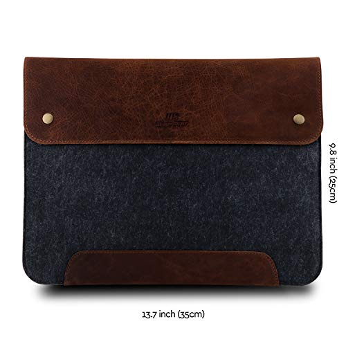 MegaGear Genuine Leather and Fleece MacBook Bag Laptop Sleeve for MacBook Pro and MacBook Air Case - 16 Inch - 15 Inch - 15.5 Inch (M4, M3, M2, M2, M1, Pro & Max) 2020 to 2024 Models