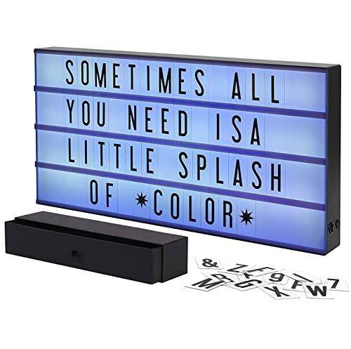 My Cinema Lightbox - XXL Cinema Light Box, 24" x 12" - 3 Modi Light Up Letter Board with 160 Letters, Numbers, Sign - White LED Light, RGB Color Change and Color Freeze Mode
