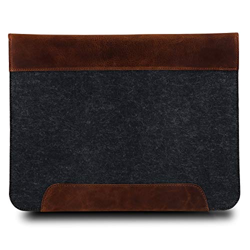 MegaGear Genuine Leather and Fleece MacBook Bag Laptop Sleeve for MacBook Pro and MacBook Air Case - 16 Inch - 15 Inch - 15.5 Inch (M4, M3, M2, M2, M1, Pro & Max) 2020 to 2024 Models
