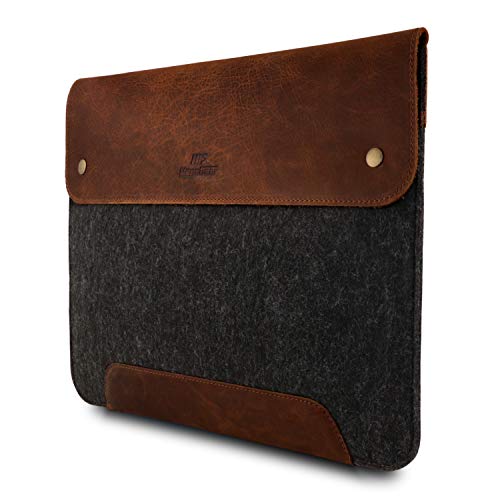 MegaGear Genuine Leather and Fleece MacBook Bag Laptop Sleeve for MacBook Pro and MacBook Air Case - 16 Inch - 15 Inch - 15.5 Inch (M4, M3, M2, M2, M1, Pro & Max) 2020 to 2024 Models