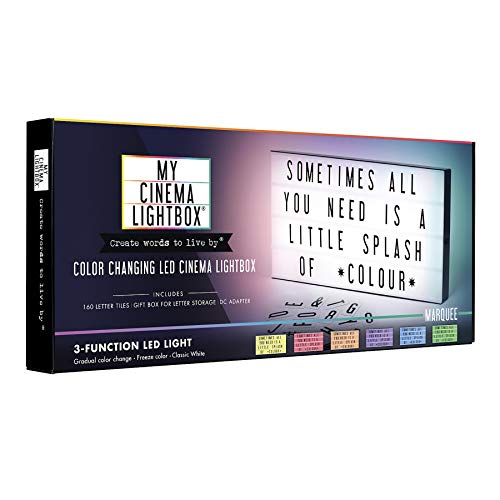 My Cinema Lightbox - XXL Cinema Light Box, 24" x 12" - 3 Modi Light Up Letter Board with 160 Letters, Numbers, Sign - White LED Light, RGB Color Change and Color Freeze Mode