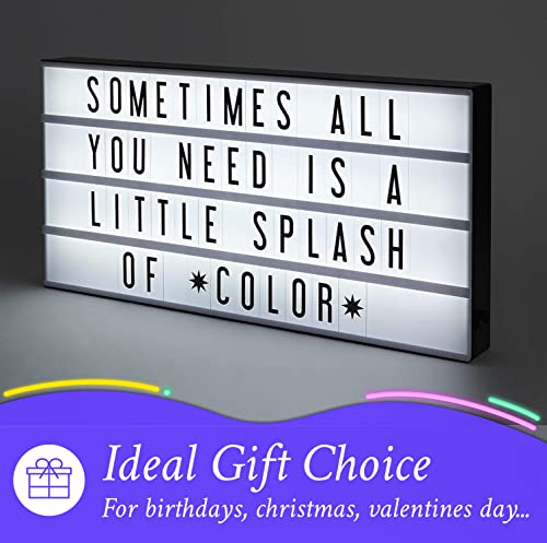 My Cinema Lightbox - XXL Cinema Light Box, 24" x 12" - 3 Modi Light Up Letter Board with 160 Letters, Numbers, Sign - White LED Light, RGB Color Change and Color Freeze Mode
