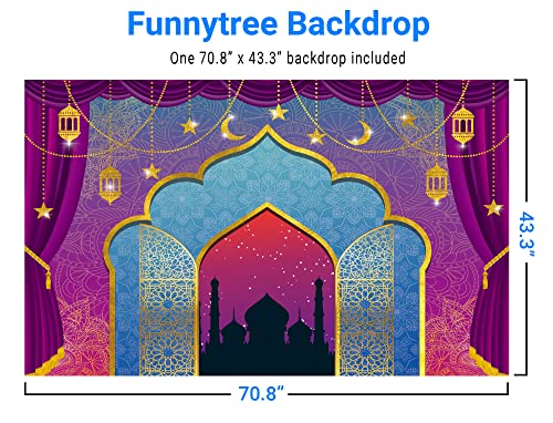 Funnytree Arabian Nights Moroccan Party Photography Backdrop for Birthday Magic Genie Indian Luxurious Background Photobooth