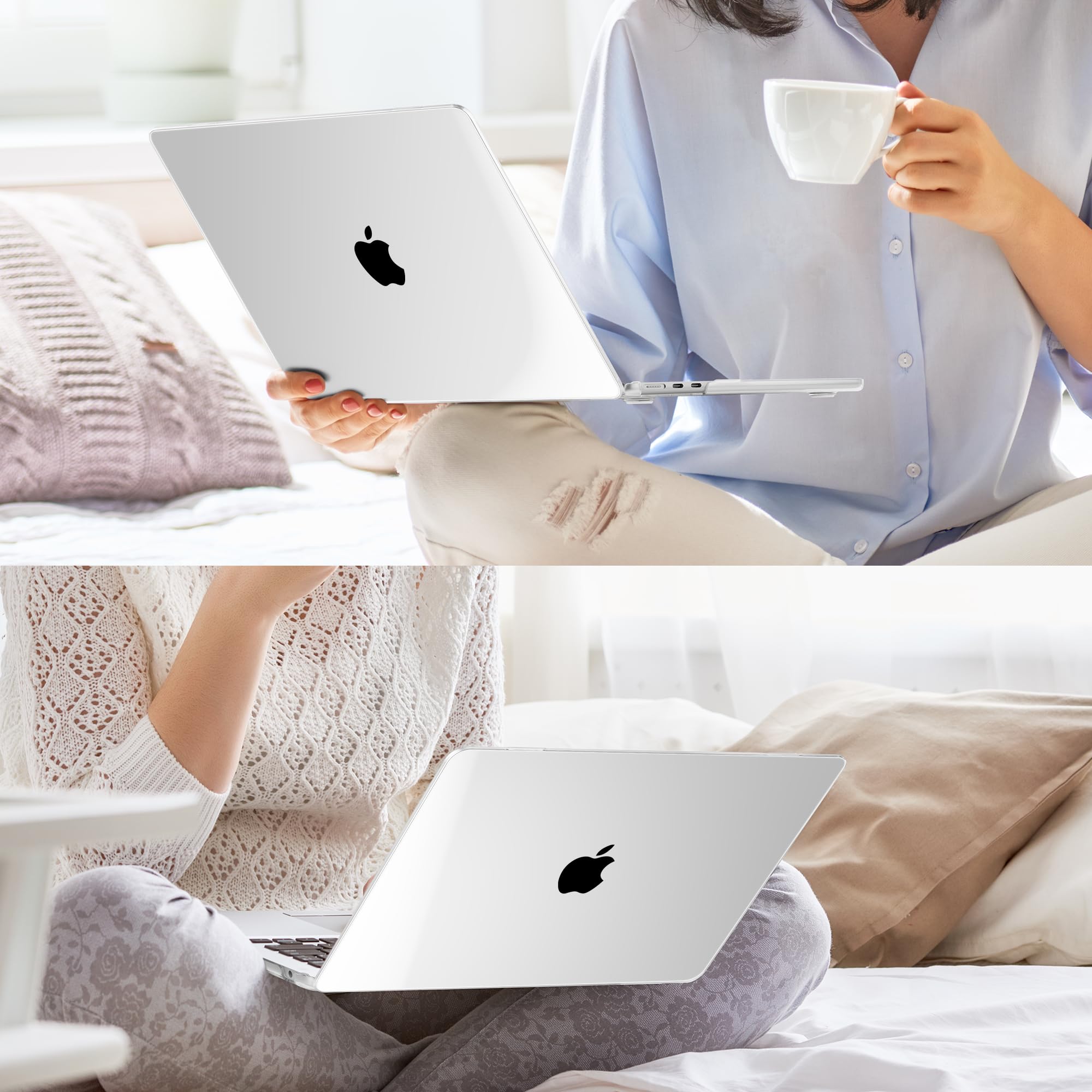 Mektron Case for MacBook Air 15 INCH 2024 M3 A3114 /2023 M2 A2941 Case with 15.3" Liquid Retina Display & Touch ID Cover, Plastic Hard Shell with Screen Protector, Crystal Clear