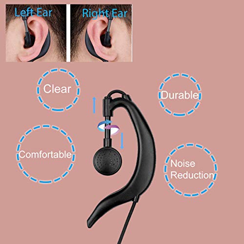 Retevis RT21 Two Way Radio Earpiece with Mic, Big PTT, Compatible RT22 RT21 H-777 RT68 RT22S H-777S RT19 pxton Walkie Talkie, G-Type Soft Earhook Walkie Talkie Earpiece 2 Pin(5 Pack)