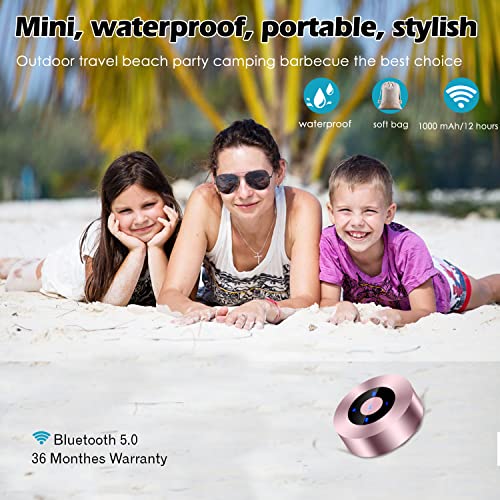 LED Touch Design Bluetooth Speaker,Portable Wireless Speakers with HD Sound / 12-Hour Playtime/Bluetooth 5.0 / Micro SD card Support speaker, for iPhone/ipad/Samsung/Tablet/Laptop/Echo dot (Rose Gold)