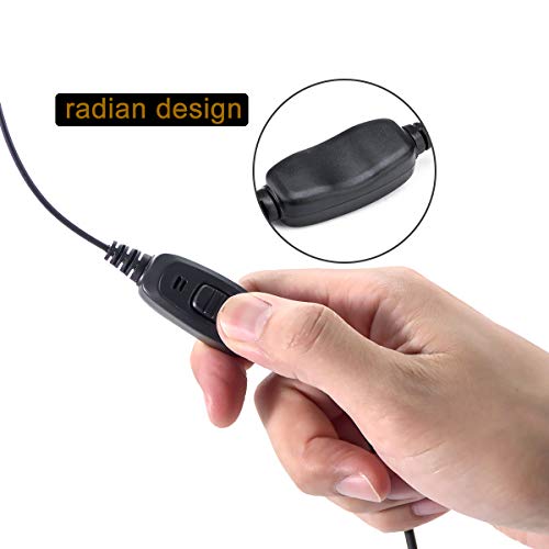 Retevis RT21 Two Way Radio Earpiece with Mic, Big PTT, Compatible RT22 RT21 H-777 RT68 RT22S H-777S RT19 pxton Walkie Talkie, G-Type Soft Earhook Walkie Talkie Earpiece 2 Pin(5 Pack)