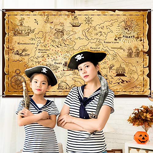 Pirate Treasure Map Backdrop Background Island Treasure Map Banner Nautical Wall Tapestry Hanging Decoration for Treasure Hunt Theme Party Birthday Party Photo Shooting Booth Props