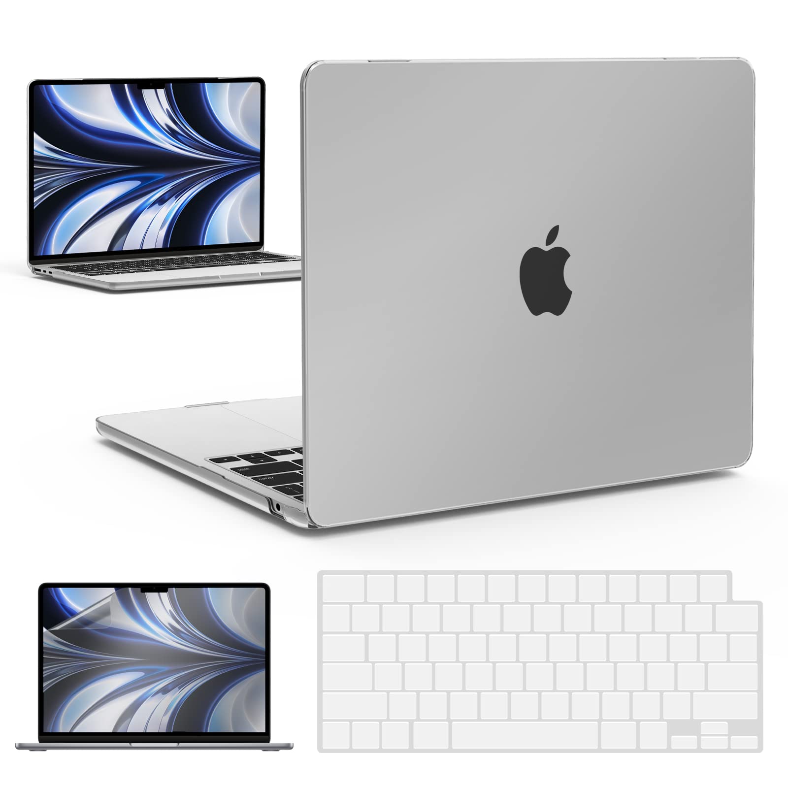 IBENZER Compatible with 2025 2024 2023 2022 MacBook Air 13 inch Case M3 A3113 M2 A2681, Hardshell Case & KeyboardCover & ScreenFilm for Mac Air 13.6 with Touch ID, Frost Clear, KK-CL+2