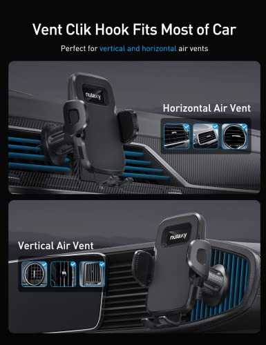 Nulaxy [2022 Upgraded Vent Friendly Car Phone Holder Mount, Phone Mount for Car Fit for Horizontal and Vertical Vents, Hands Free Vent Phone Holder, Compatible with iPhone, Samsung, and More, Black