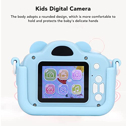 Pssopp Kids Digital Camera, Multifunction Blue Cute Cartoon HD Digital Camera Video Recorder Birthday Gifts for Boys Girls
