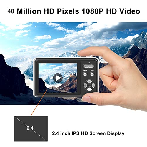 Bilukmi Digital Camera, 1080P HD Mini Video Camera with 3X Digital Zoom, Vlogging Camera for Kid,Adult,Beginners (Black)