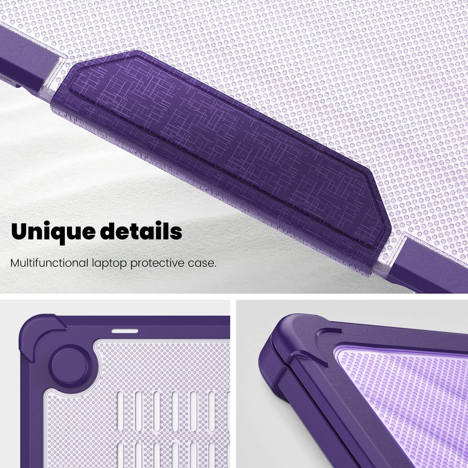 Yebiseven Case for M3/M2 MacBook Air 15 inch 2024 2023 Released A3114/A2941, Heavy Duty Shockproof Laptop Case with Keyboard Cover & Trackpad Protector & OTG Adapter & 2 Webcam Cover, XK-Purple