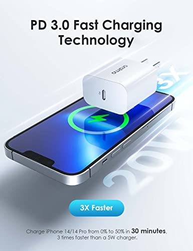 [2-Pack] USB C Wall Charger, oraimo Charger Block 20W, PD Fast Charging Power Adapter Plug for iPhone 14/13/12/11 Pro Max, Mini, Pro XR, Galaxy, Pixel 4/3, iPad/iPad Mini and More (White)