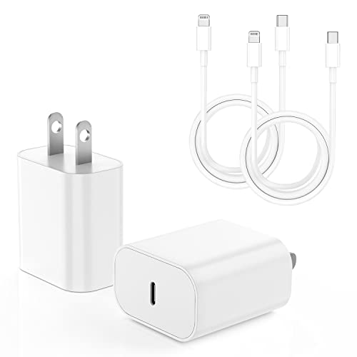 [Apple MFi Certified] Wall Charger for iPhone 14 13 12 11 (X XS XR Plus Pro Max) iPad, 6ft Type C to Lightning Cable Cord & USBC Super Fast Charging Rapid Block, 2 Pack, Quick USB Box Plug Cube Brick