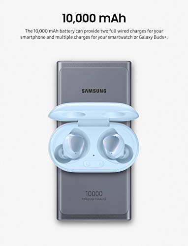 SAMSUNG 10,000 mAh Super Fast 25W Portable Wireless Charger Charger Battery Pack USB-C, Silver (US Version with Warranty) (EB-U3300XJEGUS)