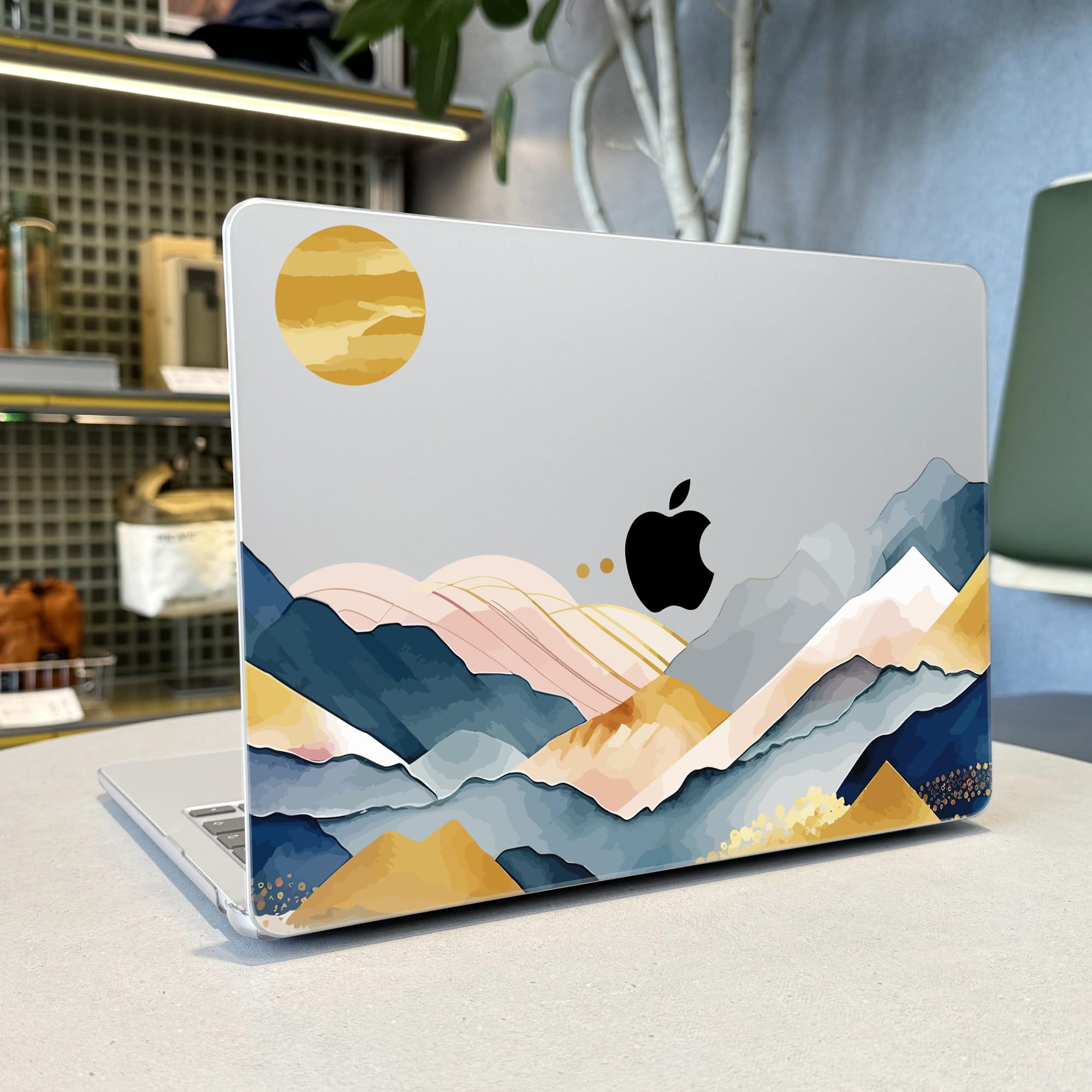 Yebiseven for MacBook Air 13.6 inch M3/M2 Case 2024 2022 Released A3113/A2681, Laptop Hard Shell Case with Keyboard Cover & Screen Protector & OTG Adapter & 2 Webcam Covers, Oriental Mountain