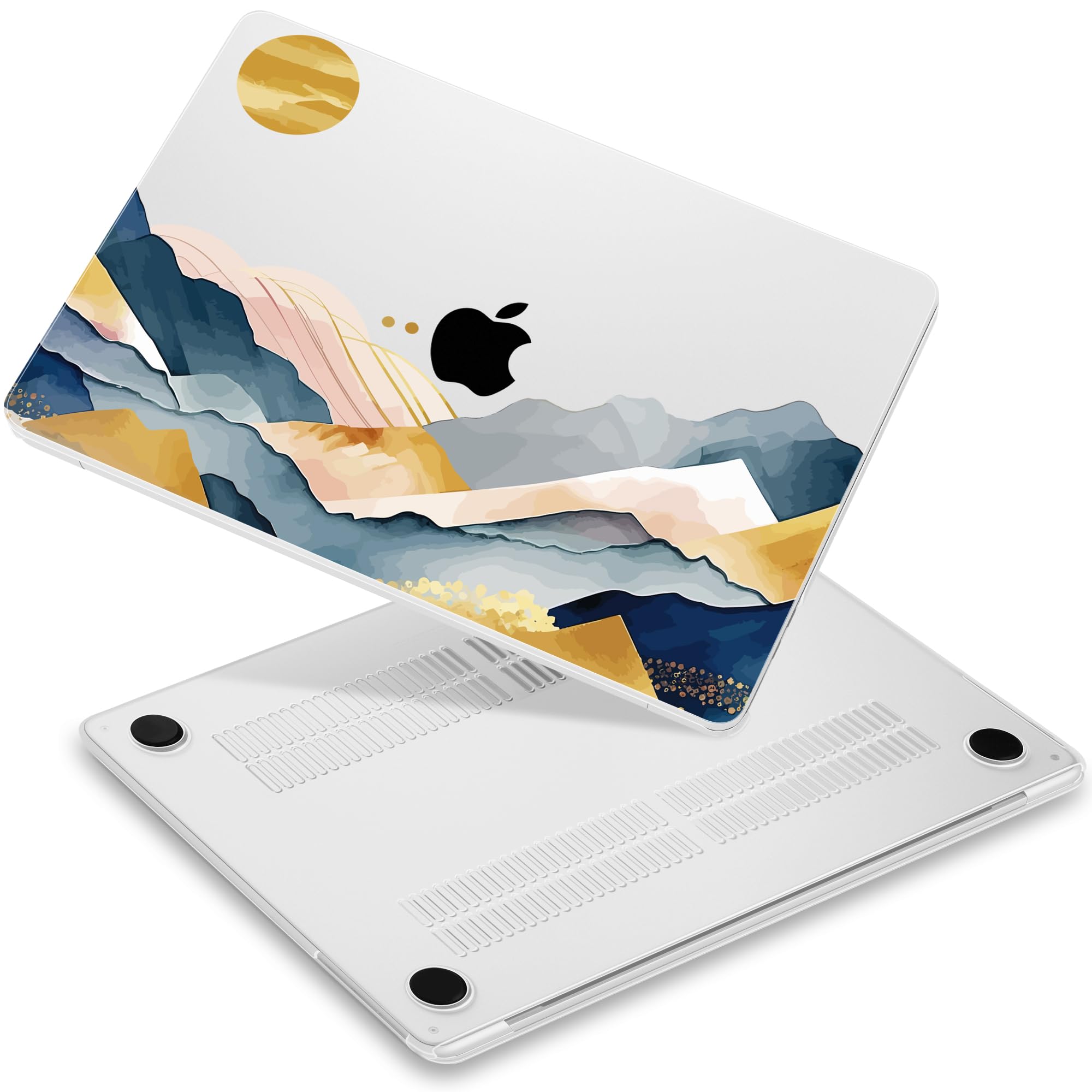 Yebiseven for MacBook Air 13.6 inch M3/M2 Case 2024 2022 Released A3113/A2681, Laptop Hard Shell Case with Keyboard Cover & Screen Protector & OTG Adapter & 2 Webcam Covers, Oriental Mountain