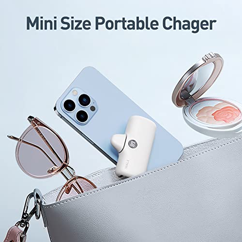iWALK LinkPod Portable Charger 4800mAh Power Bank PD Fast Charging Small Docking Battery with LED Display Compatible with iPhone 14/14 Pro Max/13/13 Pro Max/12/12 Pro/11/X/8/7/6,White