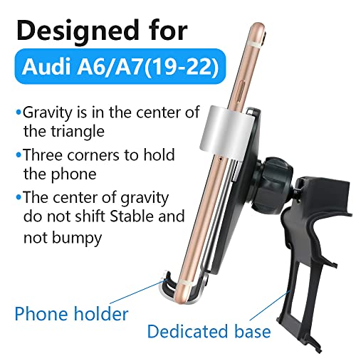 musttrue LUNQIN Car Phone Holder for 2019-2023 Audi A6 A7 S6 S7 RS6 RS7 Allroad Auto Accessories Navigation Bracket Interior Decoration Mobile Cell Mirror Phone Mount