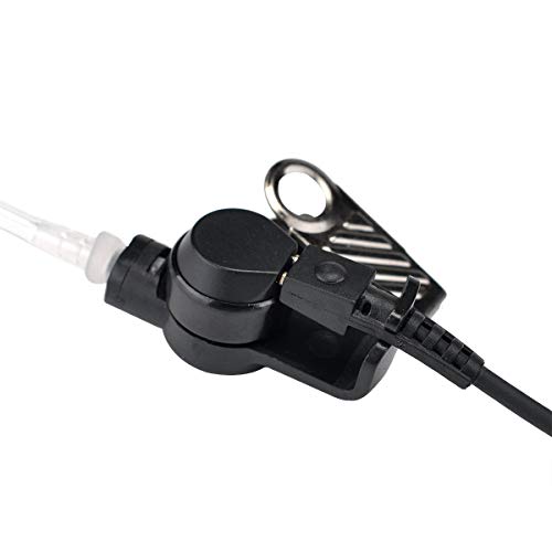 KS K-STORM Covert Acoustic Tube Walkie Talkie Earpiece Headset with Mic Compatible with 2 Pin Motorola Two Way Radio, PU Material