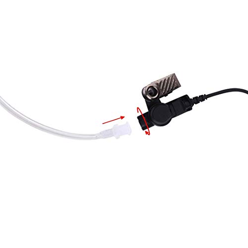 KS K-STORM Covert Acoustic Tube Walkie Talkie Earpiece Headset with Mic Compatible with 2 Pin Motorola Two Way Radio, PU Material