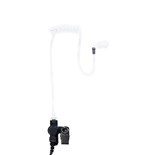 KS K-STORM Covert Acoustic Tube Walkie Talkie Earpiece Headset with Mic Compatible with 2 Pin Motorola Two Way Radio, PU Material