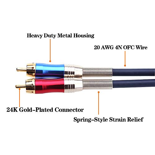 Disino Dual 1/4 inch TS to Dual RCA Stereo Audio Interconnect Cable Patch Cable Cords -3.3 ft