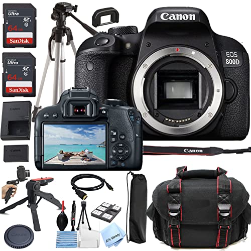 Canon EOS 800D Rebel (T7i DSLR) Camera (Body Only) + Alβs Variety Accessories Includes: 2X 64GB Memory + Case + Tripod + Grip Pod + HDMI Cable + More (22pc Bundle) (Renewed)