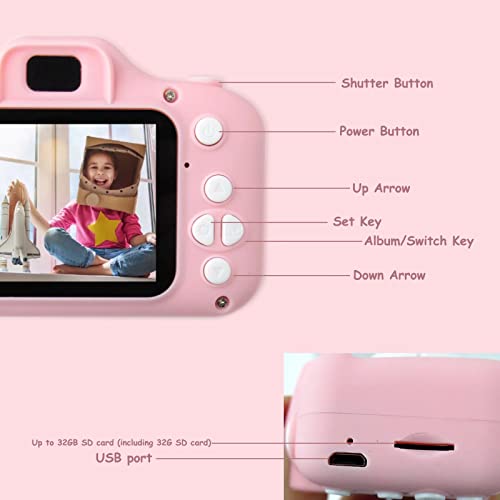 Children's Digital Camera 1080P Screen, Gifts for Boys and Girls, Support for Photo and Video Recording, 2 inches IPS Screen with 32GB SD Card