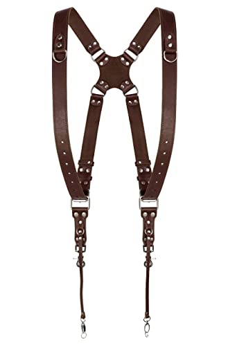 Camera Strap Accessories for Two-Cameras β Dual Shoulder Leather Harness β Multi Camera Gear for DSLR/SLR ProInStyle strap by Coiro