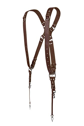 Camera Strap Accessories for Two-Cameras β Dual Shoulder Leather Harness β Multi Camera Gear for DSLR/SLR ProInStyle strap by Coiro