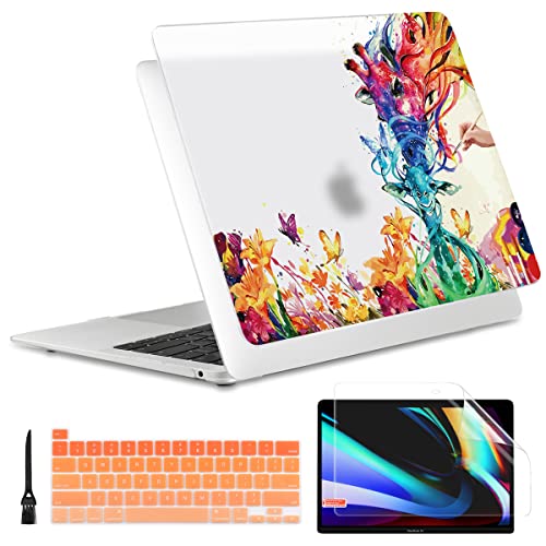 Batianda Designed Case for New M2 MacBook Pro 13 inch 2022 Release Model A2338 Upgrade Hard Ultra Thin Protective Shell Anti-Dirty with Keyboard Cover & Screen Protector, Colorful Deer