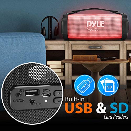 Pyle Wireless Portable Bluetooth Boombox Speaker - 300 Watt Rechargeable Boom Box Speaker Portable Music Barrel Loud Stereo System with AUX Input, MP3/USB Port, Fm Radio, 2.5" Tweeter - Pyle PBMSPRG4