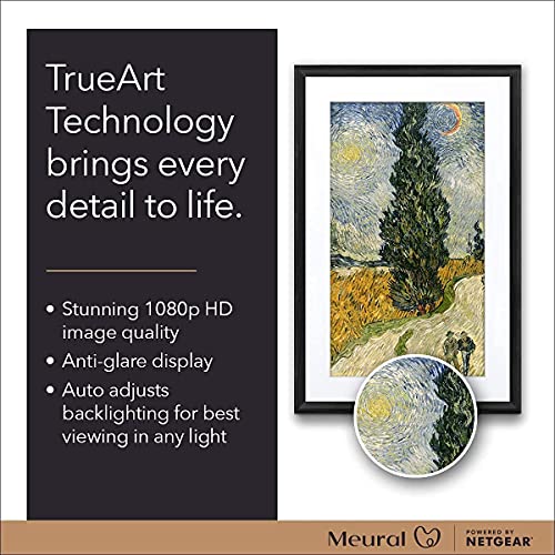 Netgear Meural Canvas II Bundle β 27" HD Digital Canvas (19X29) Black Frame with Swivel Mount & Annual Membership Card (MC327BLS)