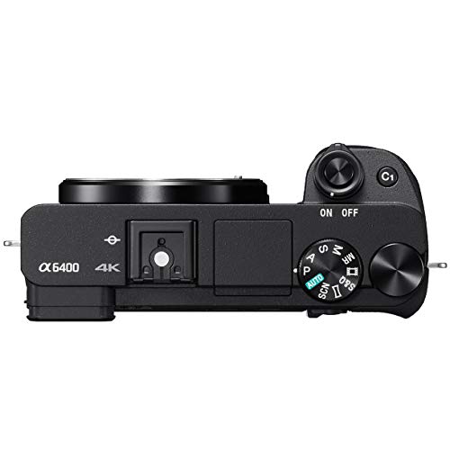 Sony a6400 4K Mirrorless Camera Body ILCE-6400/B with FE 50mm F1.8 Lens Kit Bundle with Deco Gear Travel Case 2X Extra Battery Essential Photography Accessory Set