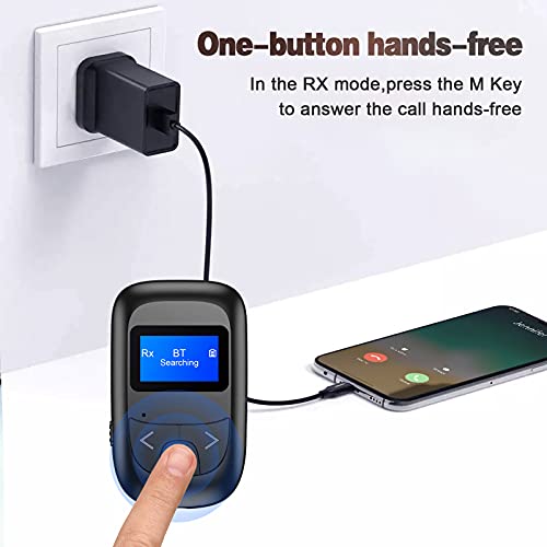 Visible Bluetooth Transmitter Receiver for TV PC - Tensun Bluetooth Audio Transmitter Adapter 3.5mm with Display Screen, Low Latency AUX RCA Stereo Bluetooth 5.0 Adapter for Headphones Speaker Car