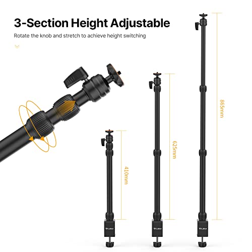 VIJIM LS10 Camera Desk Mount Table Stand with 1/4" Ball Head, 16"-33.8" Adjustable Light Stand, Tabletop C Clamp Arm for DSLR Camera, Ring Light, Live Streaming, Photo Video Shooting