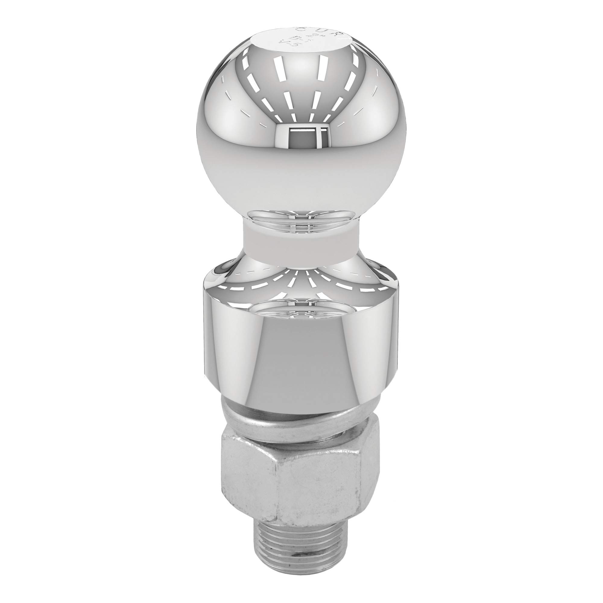 CURT 40033 Chrome Trailer Hitch Ball, 6,000 lbs, 1-Inch Rise, 2-Inch Diameter, 1 x 2-1/8-Inch Shank