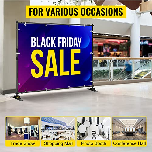 VEVOR 10 x 8 Ft Backdrop Banner Stand Adjustable Height and Width Newest Step and Repeat for Trade Show Wall Exhibitor Photo Booth Background