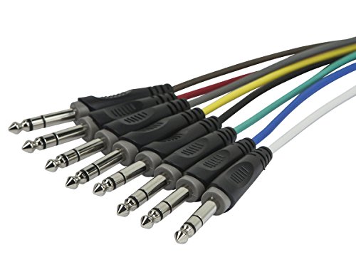 Monoprice 8-Channel 1/4 Inch TRS Male to 1/4 Inch TRS Male Snake 26AWG Cable C/d - 3 Feet with 8 Balanced Mono/Unbalanced Stereo Lines
