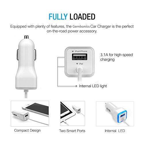 iPhone Car Charger, [Apple MFI Certified] Car Charger for iPhone 14, 13, 12, 11, X, XR, XS, Pro, 8 Plus, 7 Plus, Pro Max, iPad Pro, Air 4, Mini with Extra USB Port