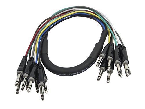 Monoprice 8-Channel 1/4 Inch TRS Male to 1/4 Inch TRS Male Snake 26AWG Cable C/d - 3 Feet with 8 Balanced Mono/Unbalanced Stereo Lines