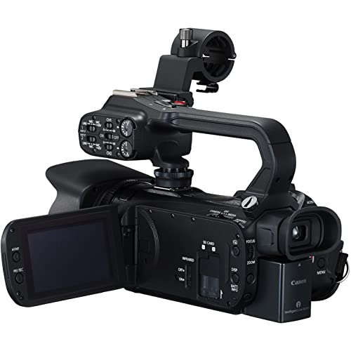 Canon XA45 Professional UHD 4K with Sony Headset, Video LED Light, 2 x 64gb Memory Card, Video/Photo Creator Software, Wide-Angle and Telephoto Lenses, Microphone and More (33pc Bundle) (Renewed)