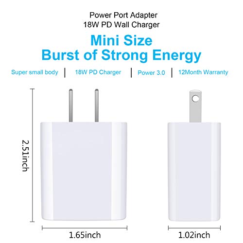 USB C Charger, 20W PD Power Adapter 2pcs USB C Box Block Brick Plug Fast Charging Base Cube for iPhone 14/13/13 Pro/12 Mini/11 Pro Max XR XS X SE 8 Plus Samsung Galaxy S22 S21 S20 Note 20 Ultra Pixel