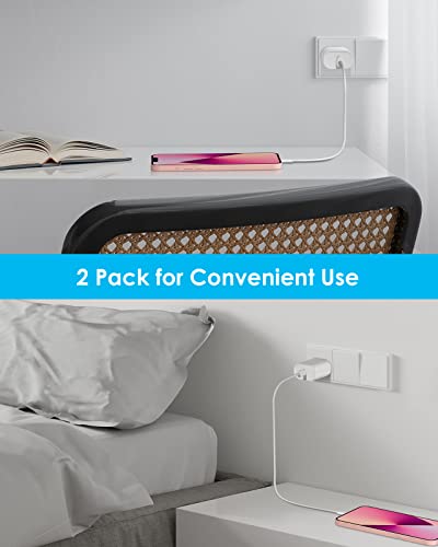 【2 Pack】 20W USB C Wall Charger for iPhone Charger Block with PD 3.0 USB C Adapter Fast Charging for iPhone 14/14 pro/14 plus/14 pro max/13/12/11/SE/XR/8, iPad Pro/Mini, Galaxy, Pixel 4/3 and More