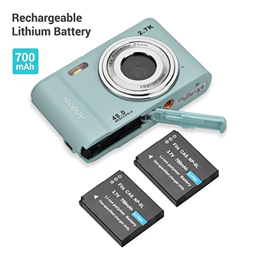 Andoer Portable Digital Camera 48MP 2.7K 2.88-inch IPS Screen 16X Zoom Auto Focus Self-Timer 128GB Extended Memory Face Detection Anti-Shaking with 2pcs Batteries Hand Strap Carry Pouch