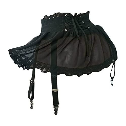 Sexy Garter Belts For Stockings,Women's Lace Flower Embroidered Mini Skirt Garter With Stockings