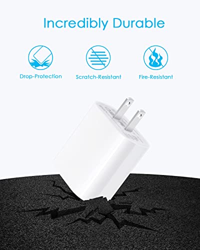 【2 Pack】 20W USB C Wall Charger for iPhone Charger Block with PD 3.0 USB C Adapter Fast Charging for iPhone 14/14 pro/14 plus/14 pro max/13/12/11/SE/XR/8, iPad Pro/Mini, Galaxy, Pixel 4/3 and More