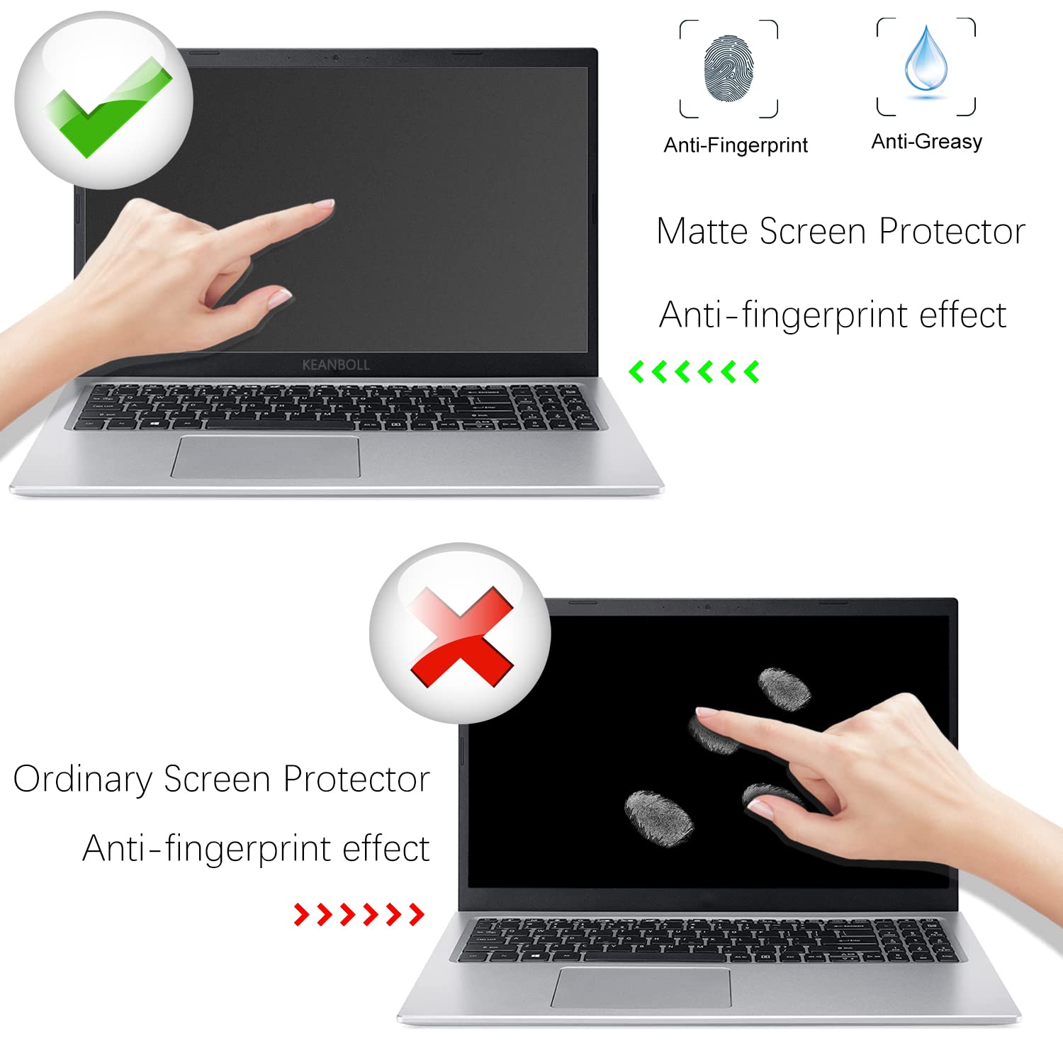 KEANBOLL 2 Pack Anti Glare Screen Protector & KeyBoard Cover for MacBook Air 13.6 Inch M3 M2 Chip, (Model: A3113 A2681),Anti Glare,Anti Fingerprint Filter